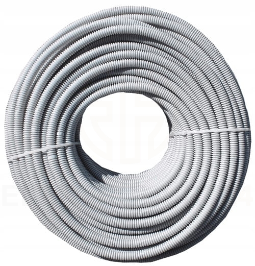RURA PESZEL KARBOWANA 50mm SZARA Z PILOTEM 25M Elektrohurt24.pl