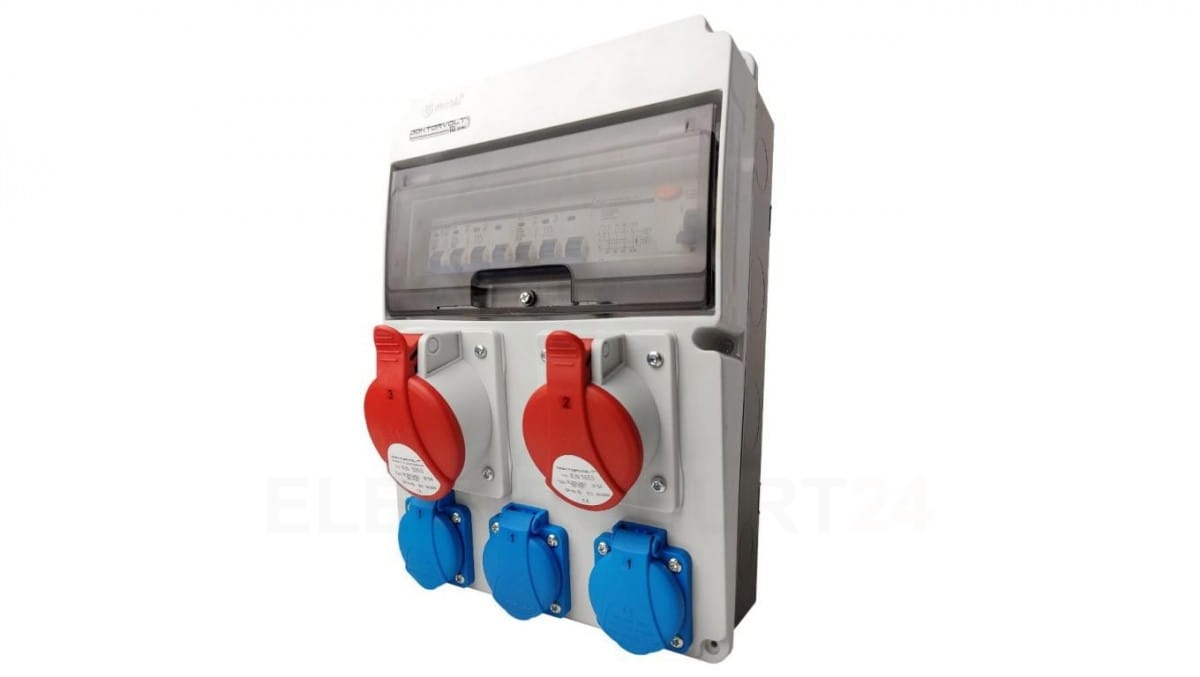 Rozdzielnica budowlana JUN-S/FI 1x 32A 1x 16A 3x230V IP54 DOKTORVOLT ...